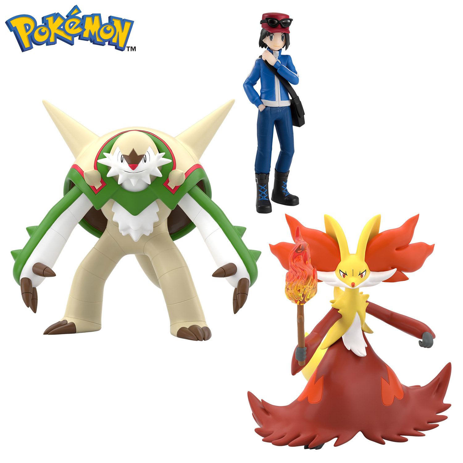 POKÉMON SCALE WORLD KALOS REGION CALEM & CHESNAUGHT & DELPHOX W/O GUM ...