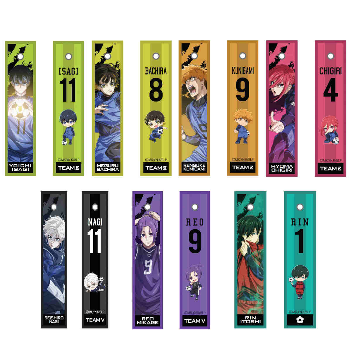 BLUE LOCK Flight tag keychain 7 styles set (Isagi, Bachira, Kunigami ...